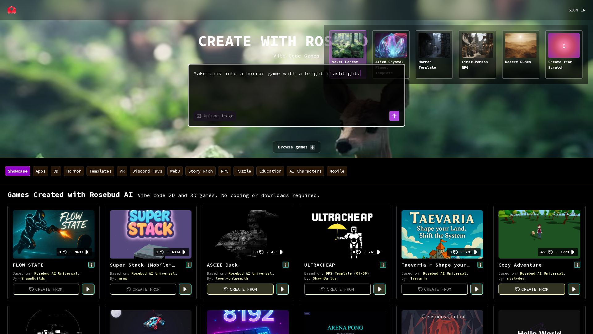 Rosebud AI Game Development Platform / Developer Tools / Best tools - GoGetGPT.com
