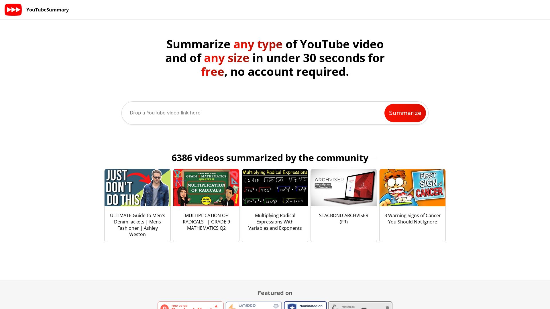 YouTube Summary / Youtube / Best tools - GoGetGPT.com