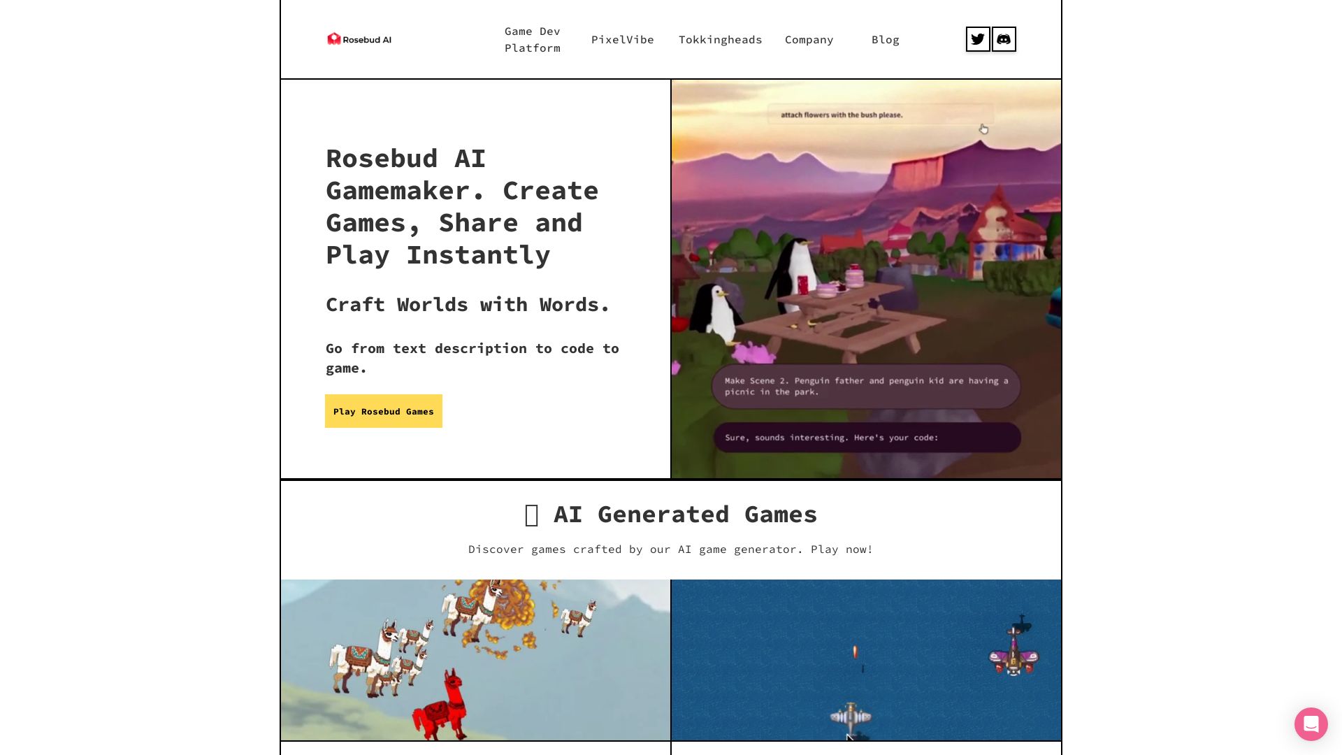 Rosebud AI Game Development Platform / Developer Tools / Best tools - GoGetGPT.com