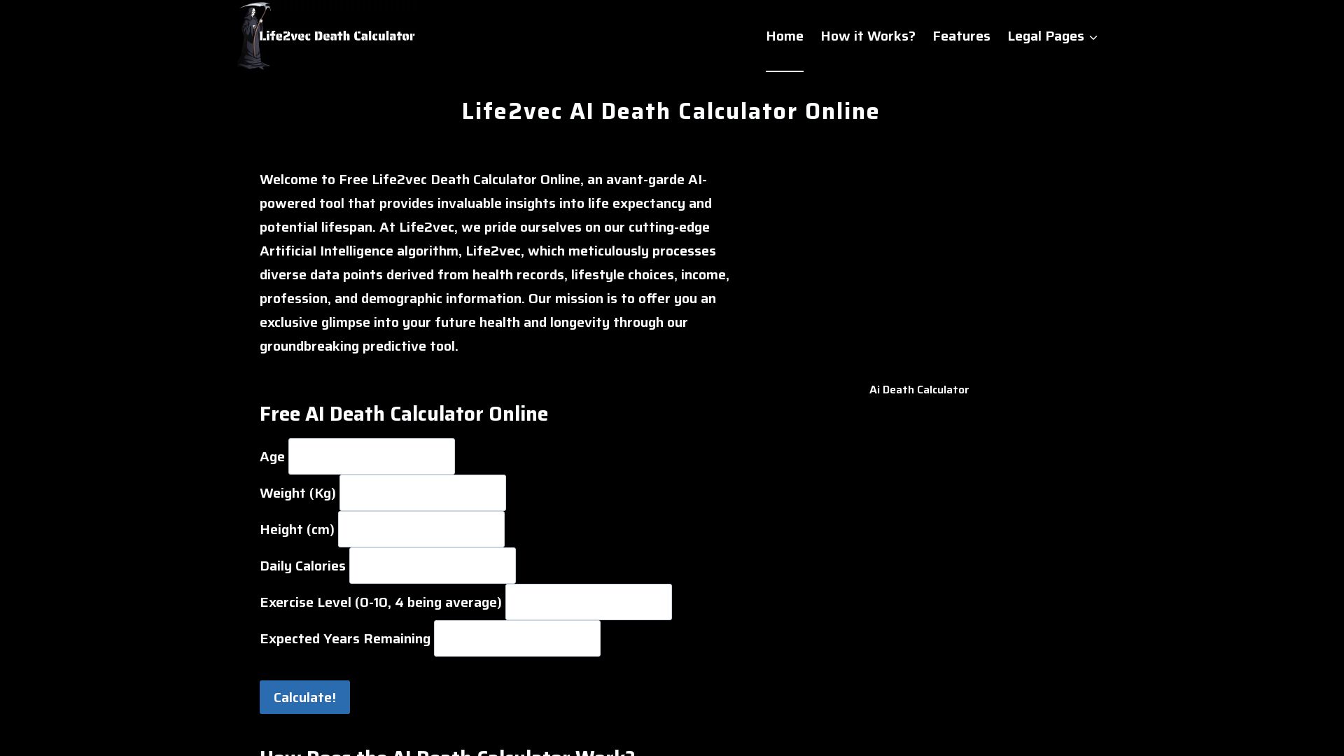 Life2vec AI Death Calculator / Life Assistant / Best tools - GoGetGPT.com